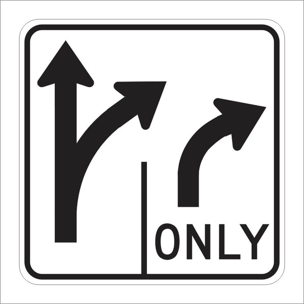 R61-3 (CA) DOUBLE LANE CONTROL RIGHT TURN ONLY SIGN – Main Street Signs ...